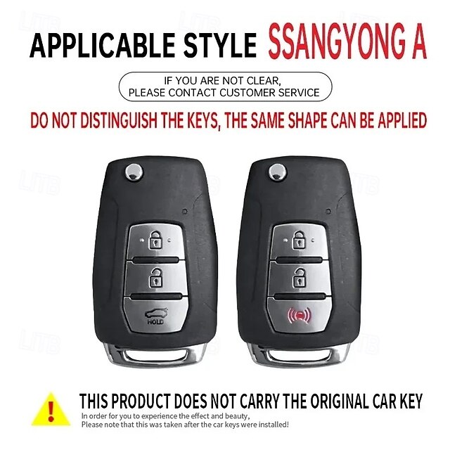 Zinc Alloy Leather Car Flip Key Case Cover Shell Fob For SsangYong ...