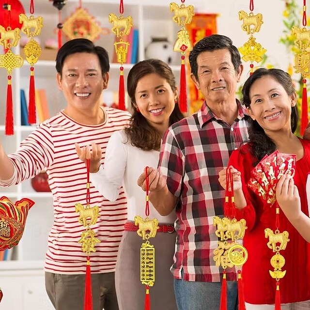 12/24 pieces 2026 Year of the Horse Hanging Ornaments Spring Festival ...