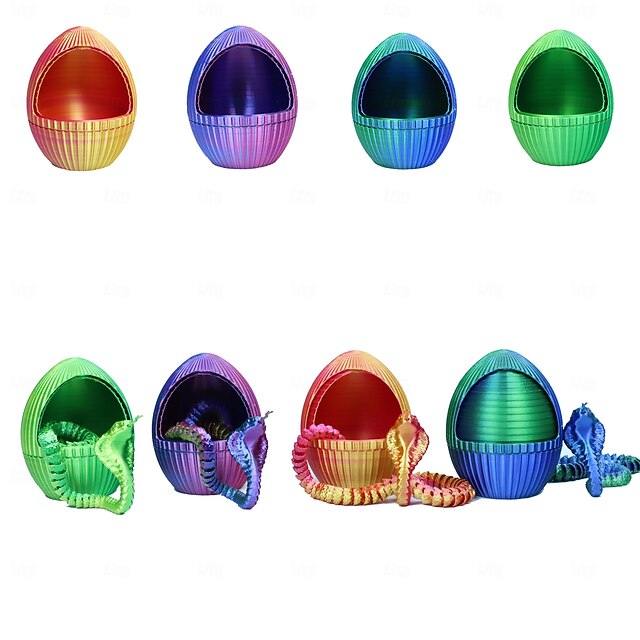 3D Printed Easter Eggs with Snake Inside, Eggs with 3D Printed Crystal ...