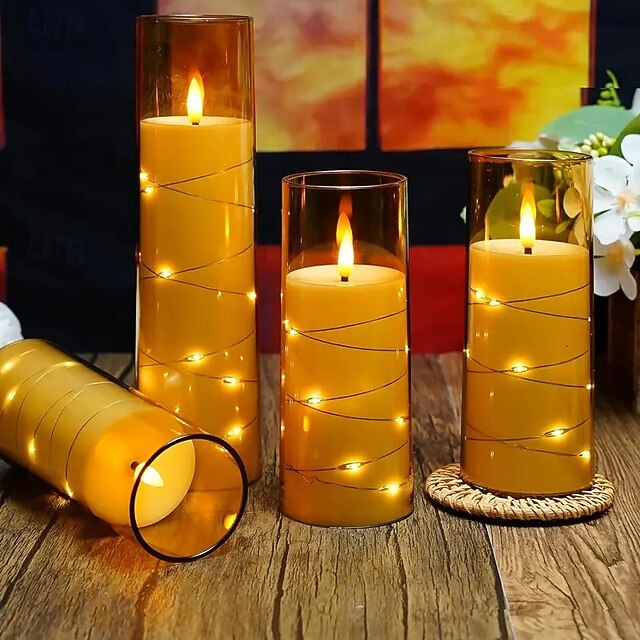 5 Pcs LED Acrylic Electronic Candle Lights with Timer & Remote Control ...