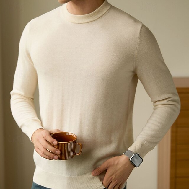 Homme Pull Côtelé Tricoter Hauts Réguliers Tricoté Coupe ajustée Uni ...