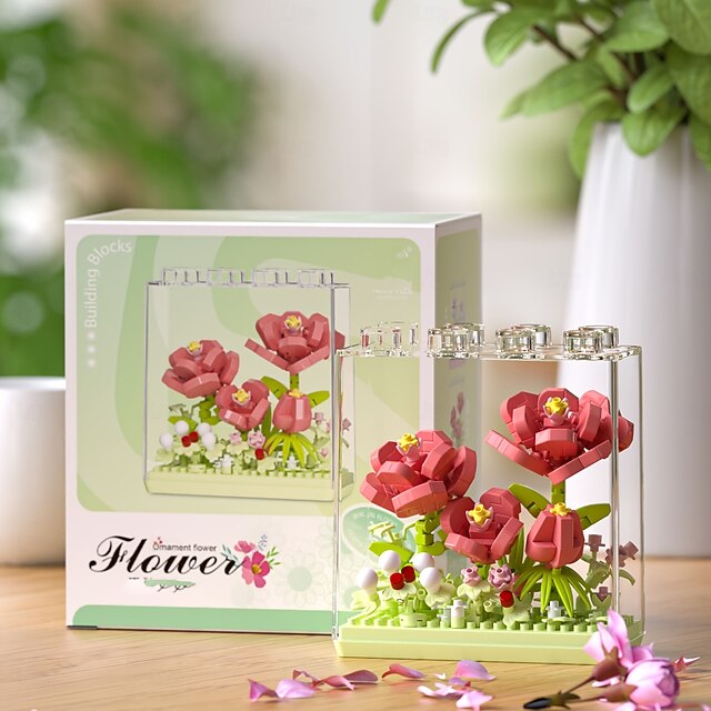 4D DIY Flower Building Blocks Set, Colorful Mini Brick Floral ...
