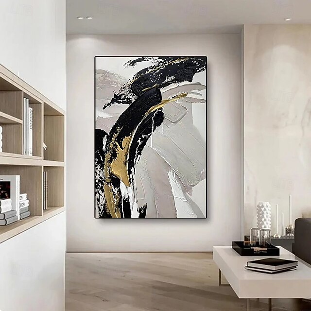 Handmade Oil Painting Canvas Wall Art Decoration Modern Abstract Black ...
