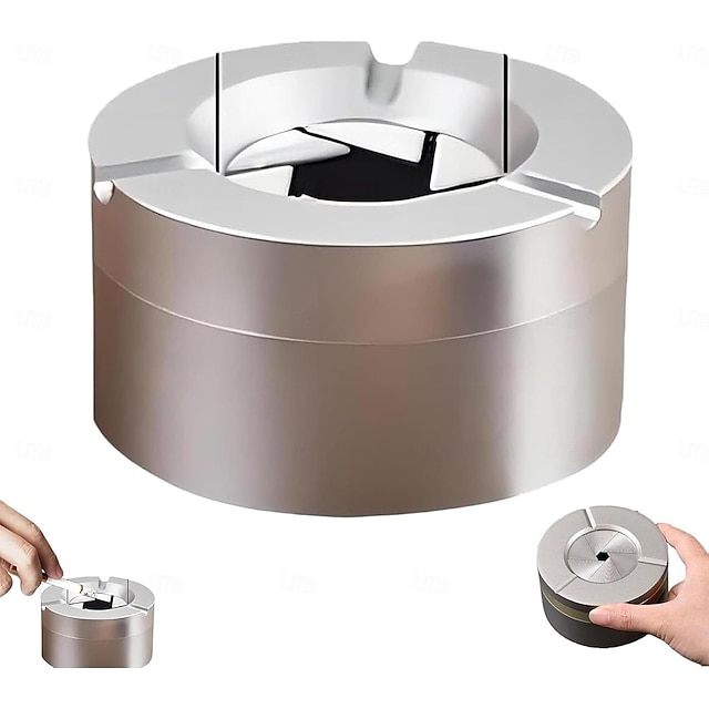 360° Aluminum Alloy Twist-Lock Ashtray with Twist-Lock Lid, Odor-Proof ...