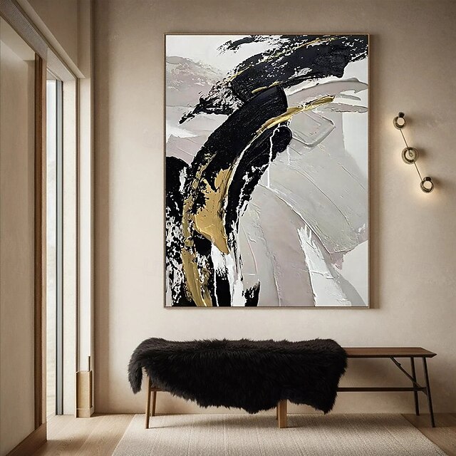 Handmade Oil Painting Canvas Wall Art Decoration Modern Abstract Black ...