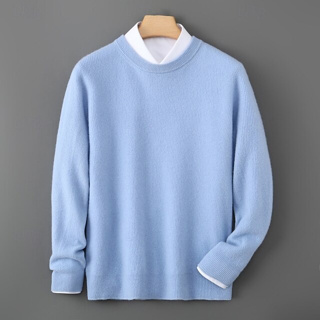 Homme Pull Pull en laine Côtelé Tricoter Hauts Réguliers Tricoté Uni ...