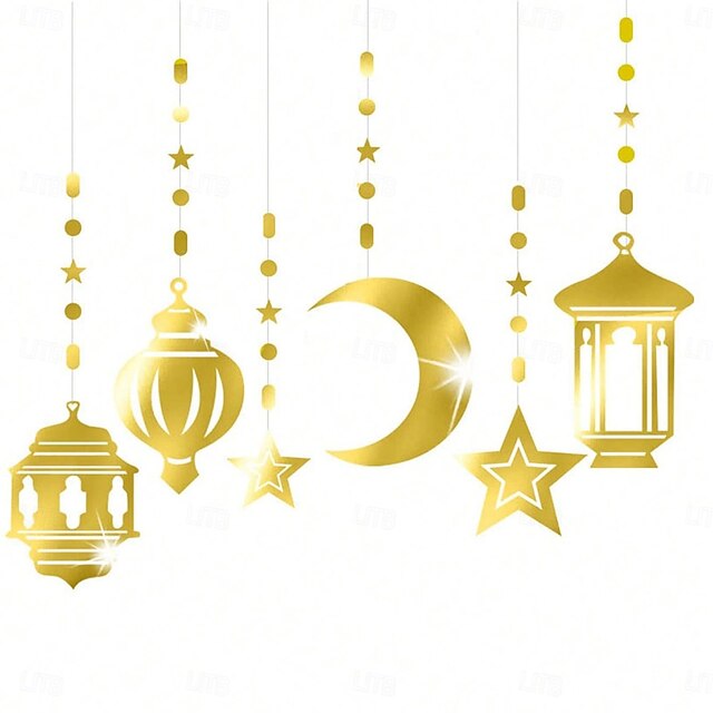 6PCS Ramadan Eid Party Decorations, Moon and Star Hanging Swirl ...