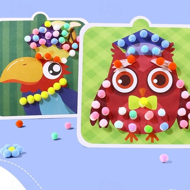 Pom-pom painting children's craft DIY material kit pom-pom collage ...