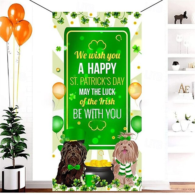 St Patrick's Day Flag, Irish Clover & Green Leaf Design, Half-Round ...