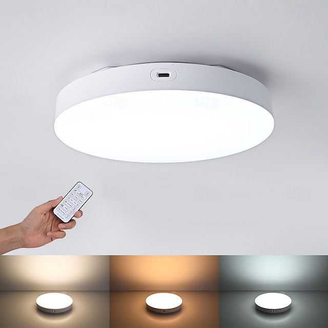 10000mAh USB rechargeable radar induction ceiling light Tri color ...