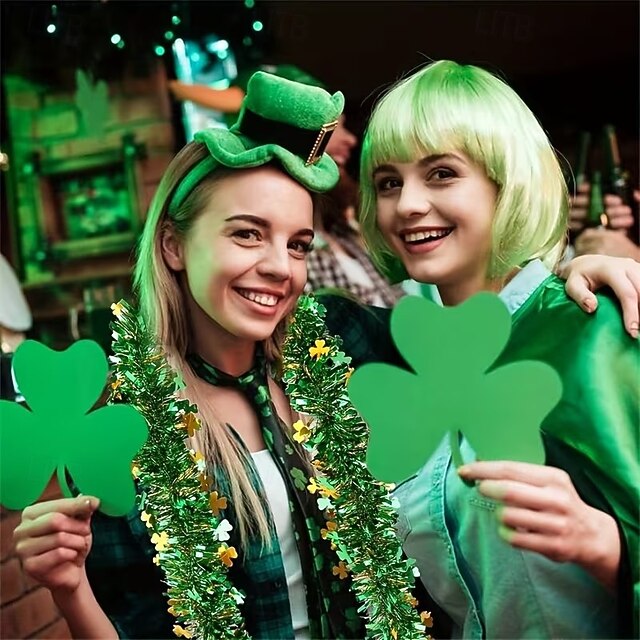 26FT St. Patrick's Day Tinsel Garland,(4 Pcs 8m Total) Shamrock Green ...