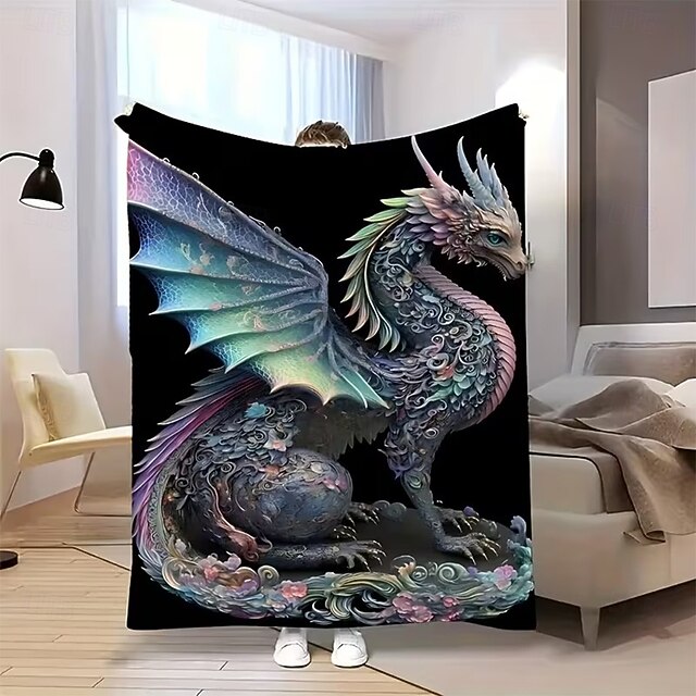 Blanket Fleece Throw Blanket for Couch Dragon Gift Classic 3D Fantasy ...