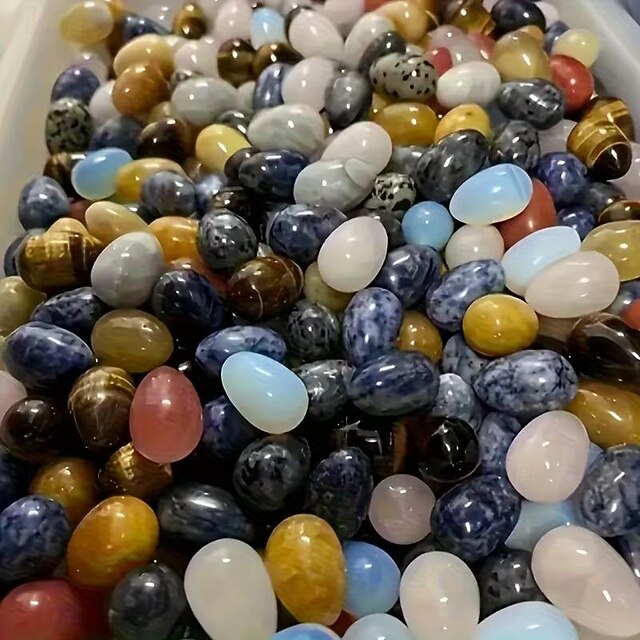 10 Pack Easter Egg Crystal Stones, Polished Random Color Gemstones for ...