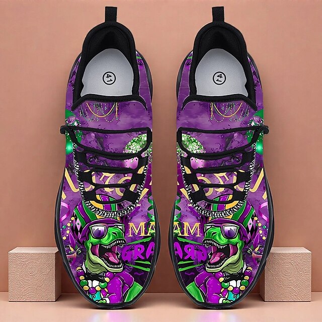 Men's Mardi Gras Purple Carnival Sneakers – Colorful Comic-Inspired ...