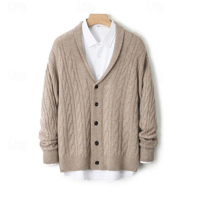 Men's Sweater Wool Sweater Cardigan Sweater Ribbed Knit Regular Tops ...