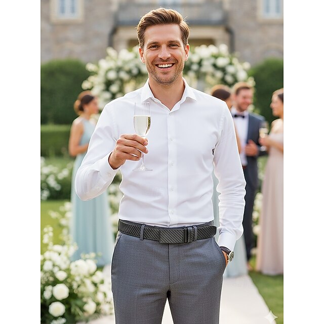 Men's Carbon Fiber Pattern Faux Leather Belt, Adjustable with Multiple ...