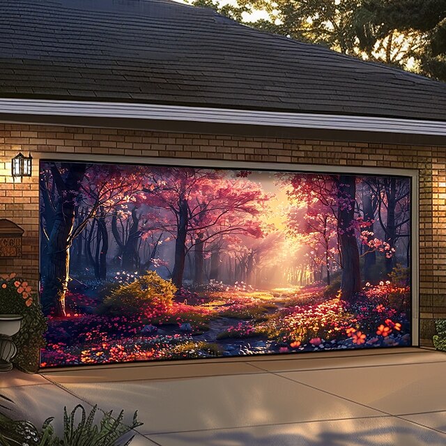 Garage Door Cover Large Hanging Backdrop Forest Vintage 3D Party ...