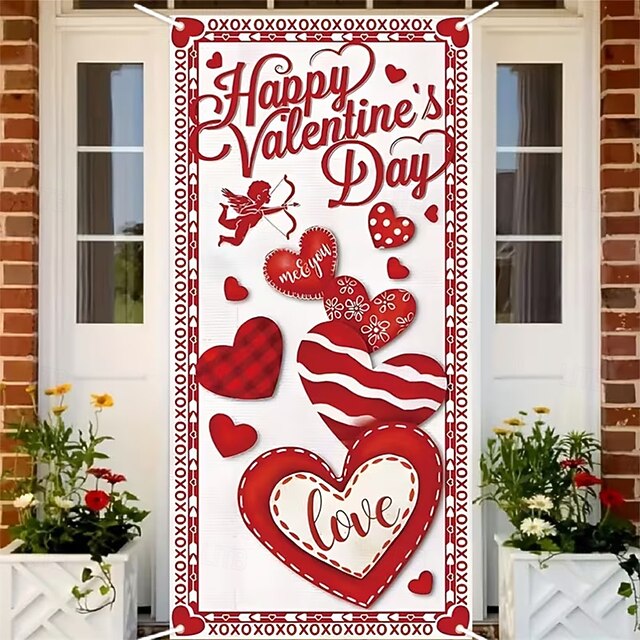 Valentine's Day Posters Door Cover Outdoor Banners Love Heart Cute ...