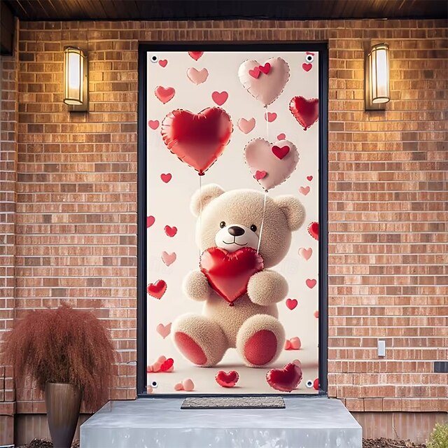 Valentine's Day Posters Door Cover Outdoor Banners Little Bear Love ...