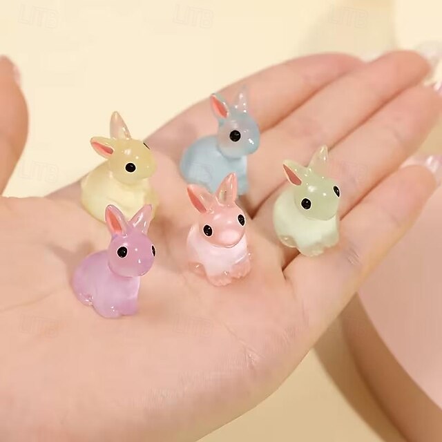 Easter Mini Luminous Resin Bunnies Ornament Glow In The Dark Miniature ...