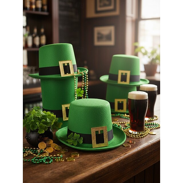 Men's Green Leprechaun Hat with Gold Buckle – Perfect for St. Patrick's ...