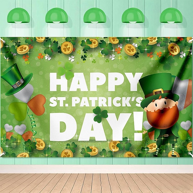 St Patrick's Day Green Irish Banner, Shamrock & Leprechaun Design, Yard ...