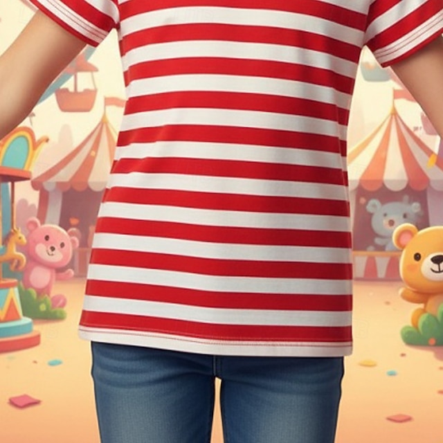 Carnival Costume 2026 Girls' 3D Striped T shirt Tee Short Sleeve 3D ...