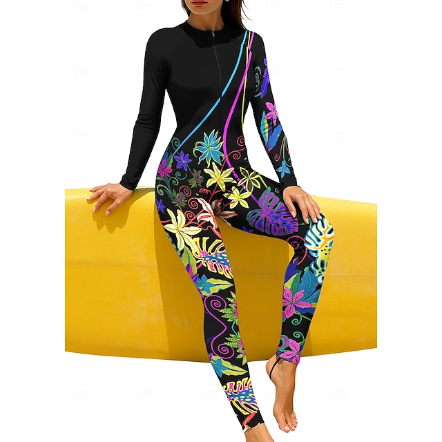 Women's Regular Rash Guard Full Body Rash Guard Bathing Suit Floral ...