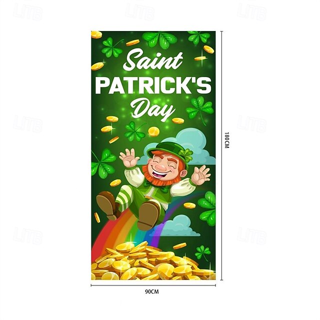St Patrick's Day Flag, Irish Clover & Green Leaf Design, Half-Round ...