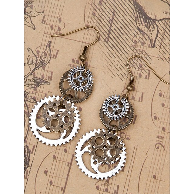 Women's Mardi Gras Antique Alloy Gear & Key Dangle Earrings - Multi ...