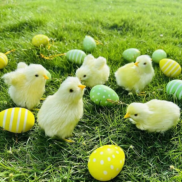 6pcs Easter Chick Decorative Collectible Figurines Essential Spring ...