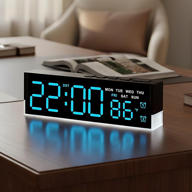 Modern LED Digital Alarm Clock with Dual Alarms & Soft Bottom Light ...
