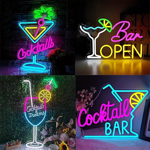 Insegna al neon per cocktail, decorazione da parete, insegna a LED da ...
