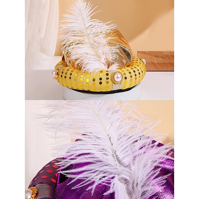 Men's Carnival Prince Sequin Turban Cap | Multiple Colors, Polyester ...