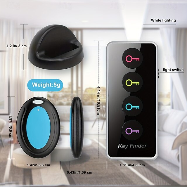 Key Finder with 4 Receivers, RF Item Locator with 100 ft Long Range ...