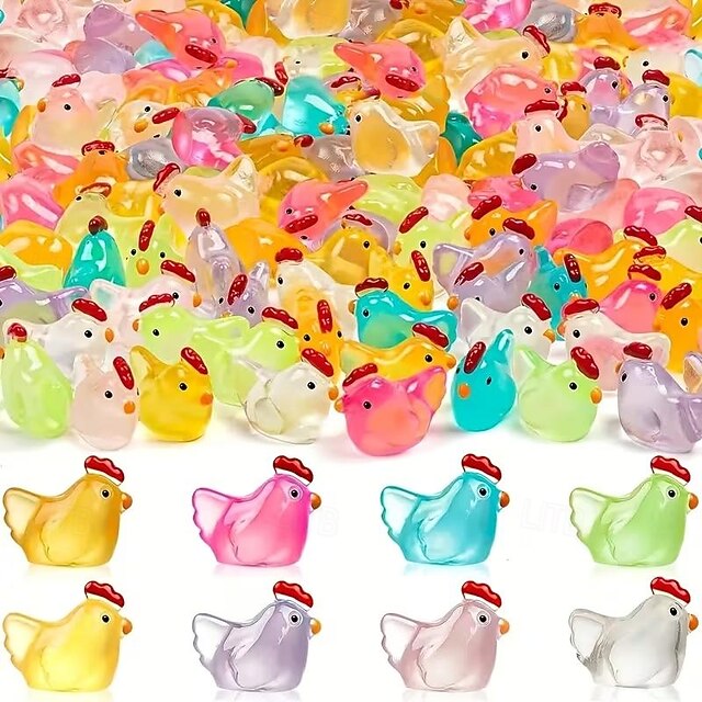 36pcs Glow-in-the-Dark Easter Mini Resin Chickens for Easter Egg ...