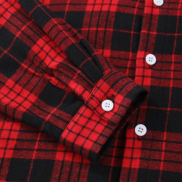 Kids Boys' Shirts Plaid Long Sleeve Pocket Casual Neutral Red Spring ...
