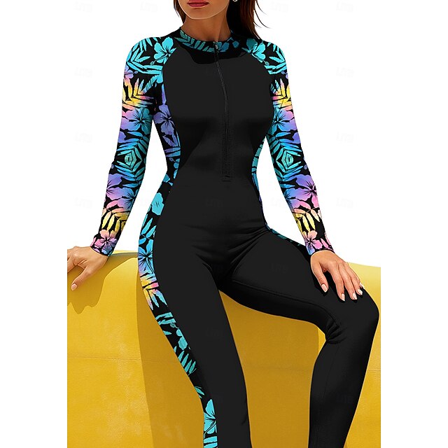 Women's Regular Rash Guard Full Body Rash Guard Bathing Suit Floral ...