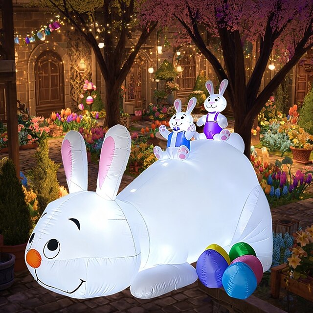 Easter Inflatable Decoration with LED Lights 2.4M/8Ft Bunny Easter Egg ...