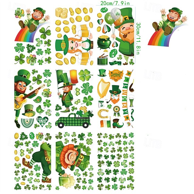 st Patricks Day Decorations Window clings 9 Sheet for Glass Windows ...