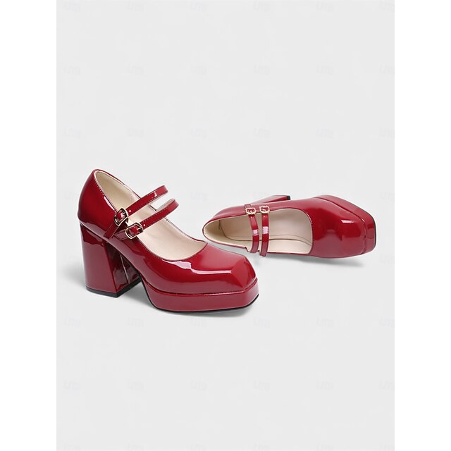Women's Mardi Gras Red Patent Faux Leather Platform Heels with Double ...