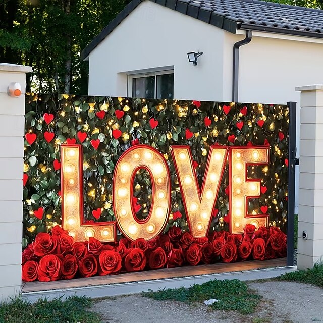 Valentine's Day Garage Door Cover, 2D Flat Print Happy Valentine's Day ...
