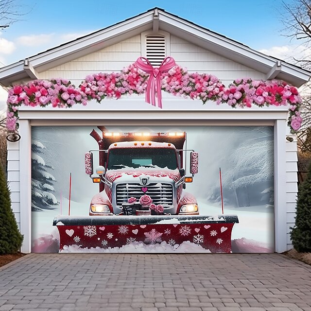 Valentine's Day Garage Door Cover Large Hanging Backdrop Rose Love ...