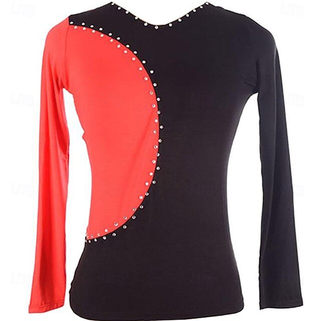 Figure Skating Top Black Stretchy Training Competition Skating Wear ...