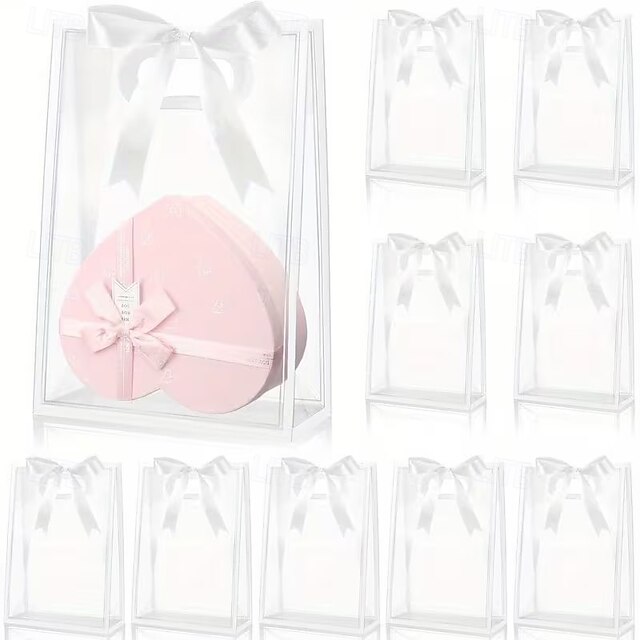 12-Pack Valentine's Day Transparent Plastic Gift Bags with Die-Cut ...
