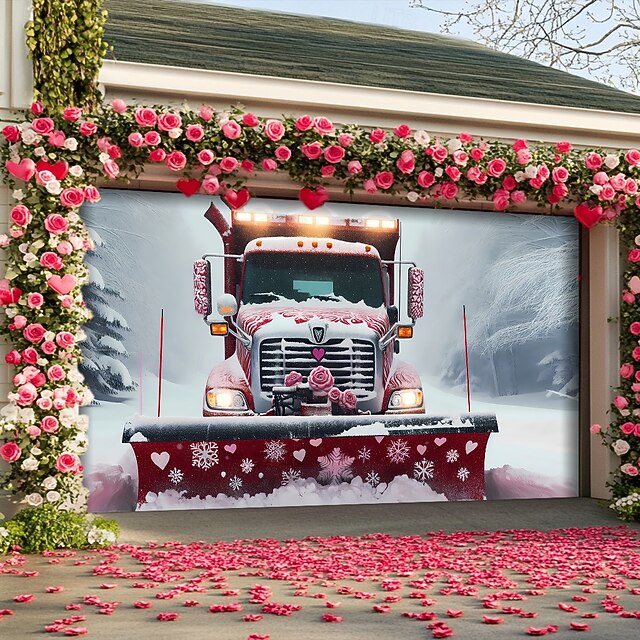 Valentine's Day Garage Door Cover Large Hanging Backdrop Rose Love ...