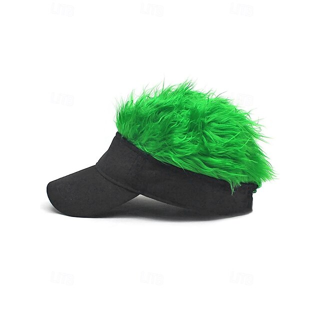 Men's Polyester Visor Hat with Colorful Faux Wig, Available in Multiple ...
