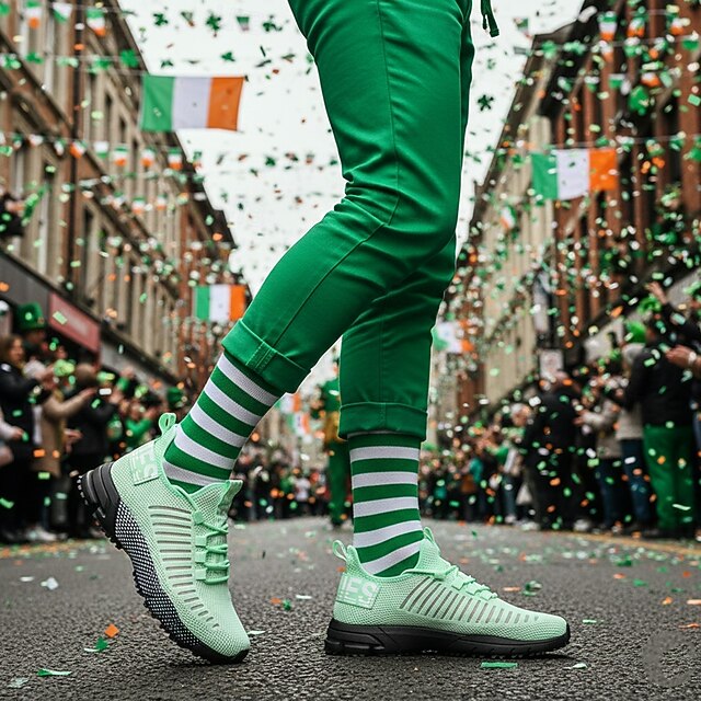 Men's Light Green Breathable Mesh Running Shoes, Lightweight Non-Slip ...