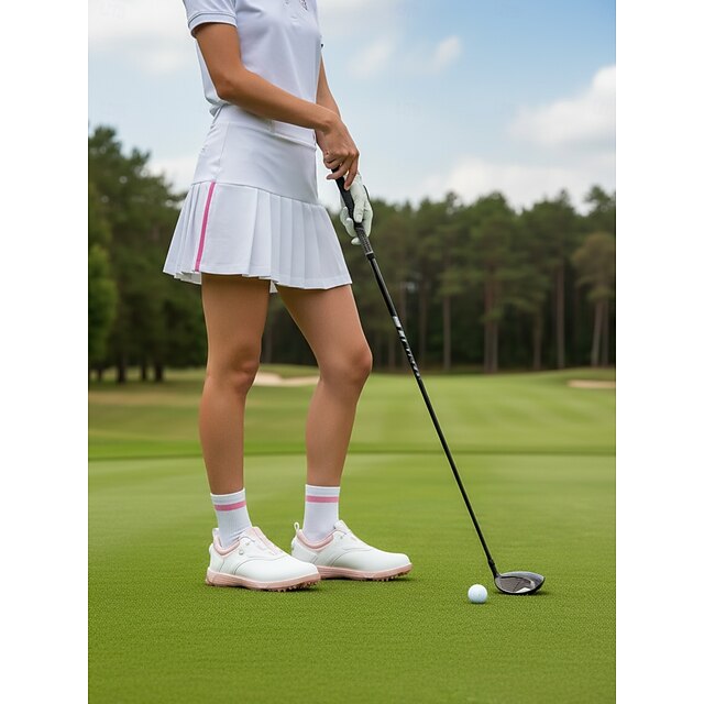Women's Golf Shoes - White & Pink Stylish Athletic Sneakers with Non ...