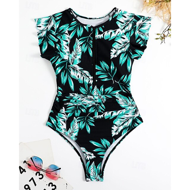 Women's Rash Guard Bathing Suit Swimsuits Tropical UV Protection High ...